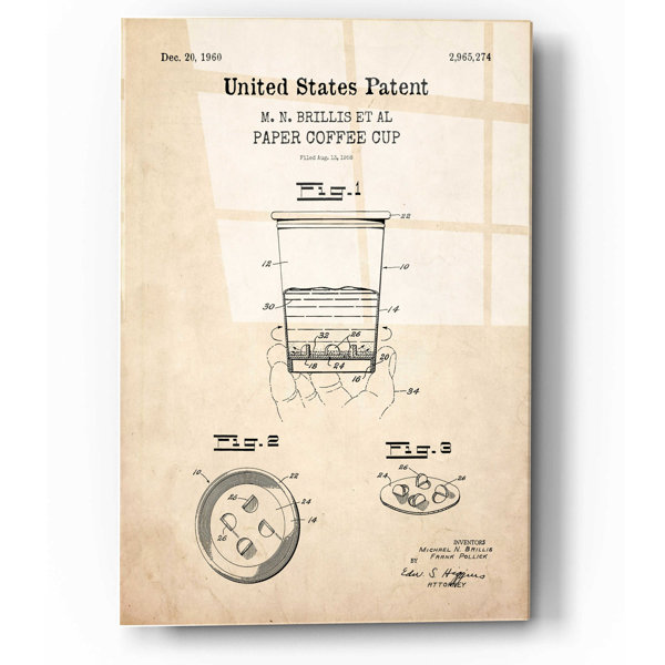 Williston Forge Paper Coffee Cup Blueprint Patent Parchment On Plastic ...
