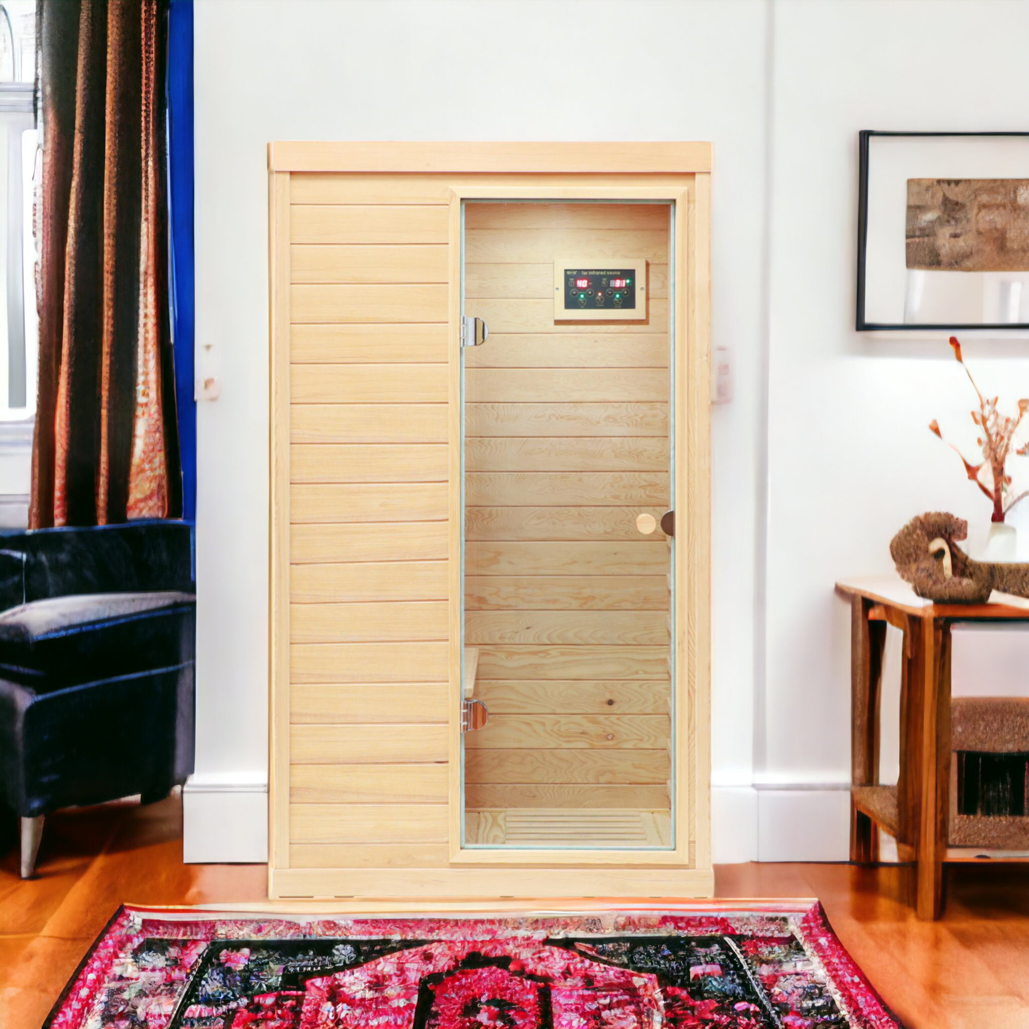 KISRAIS Mini Sauna Hemlock Right Side Door Bluetooth Compatible Far ...