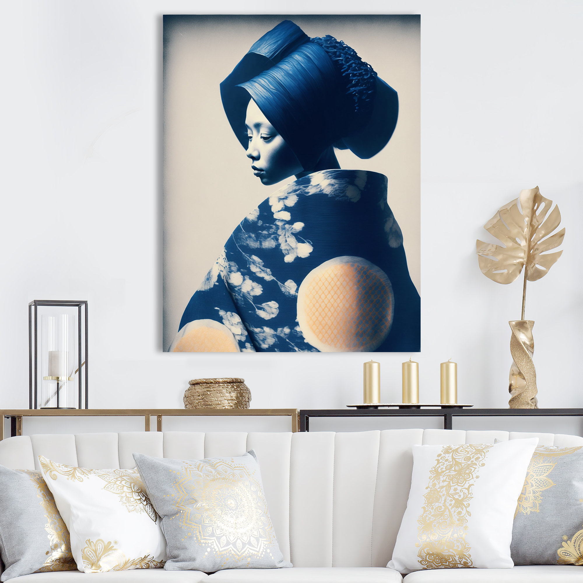Mercer41 Emara Avant Garde Model In Gold And Retro Blue VII On Canvas ...