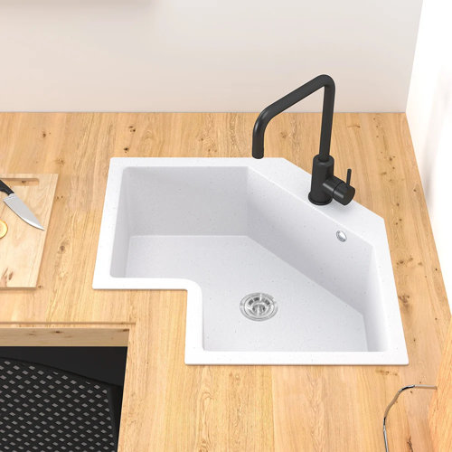 Homary Undermount Corner Kitchen Sink Irregular Quartz Single Bowl Sink ...