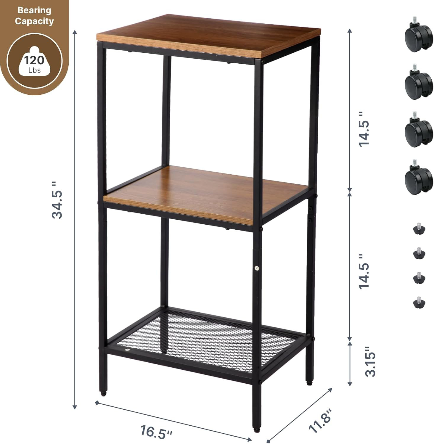 17 Stories Imogen 3 Tier Coffee Bar Station,Rolling Kitchen Microwave ...