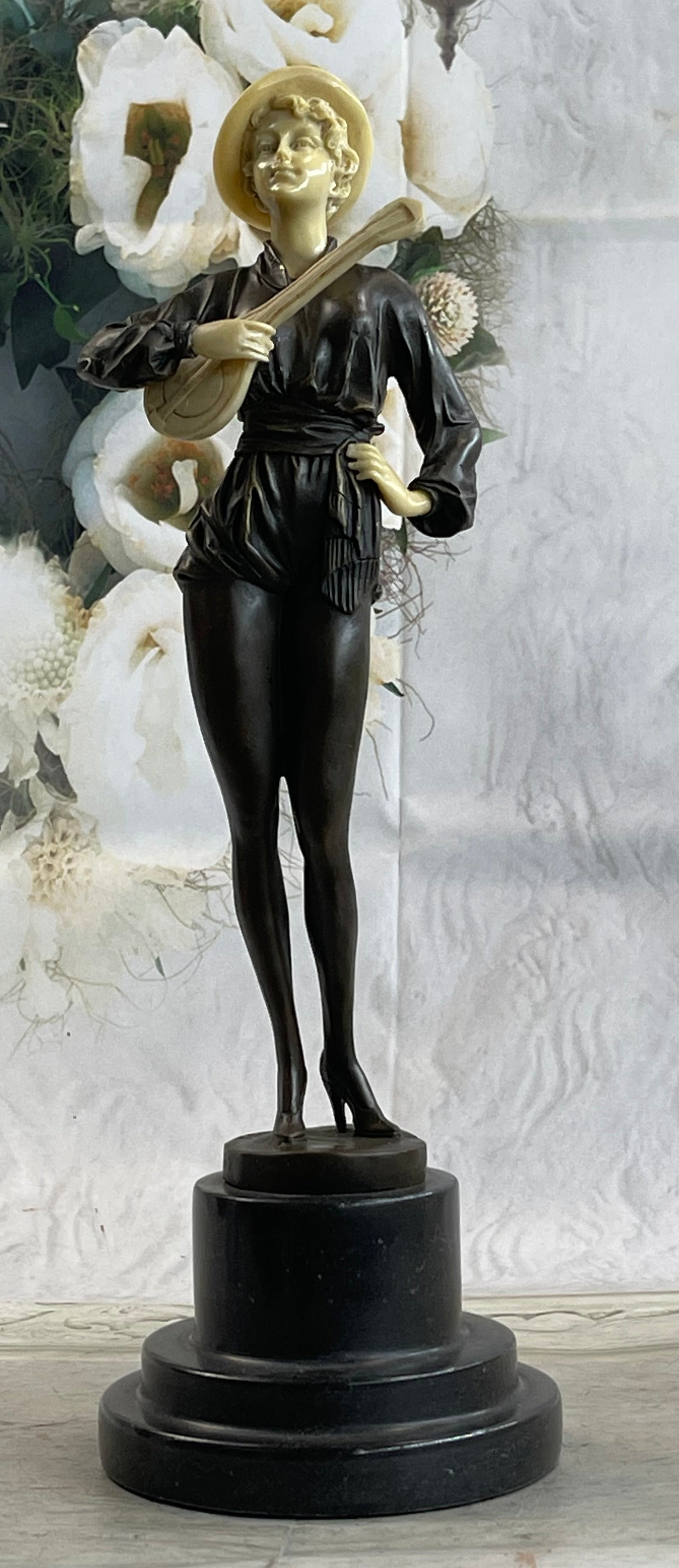 Red Barrel Studio® Hot Cast Bronze Mandolin Guitar Player Sculpture ...