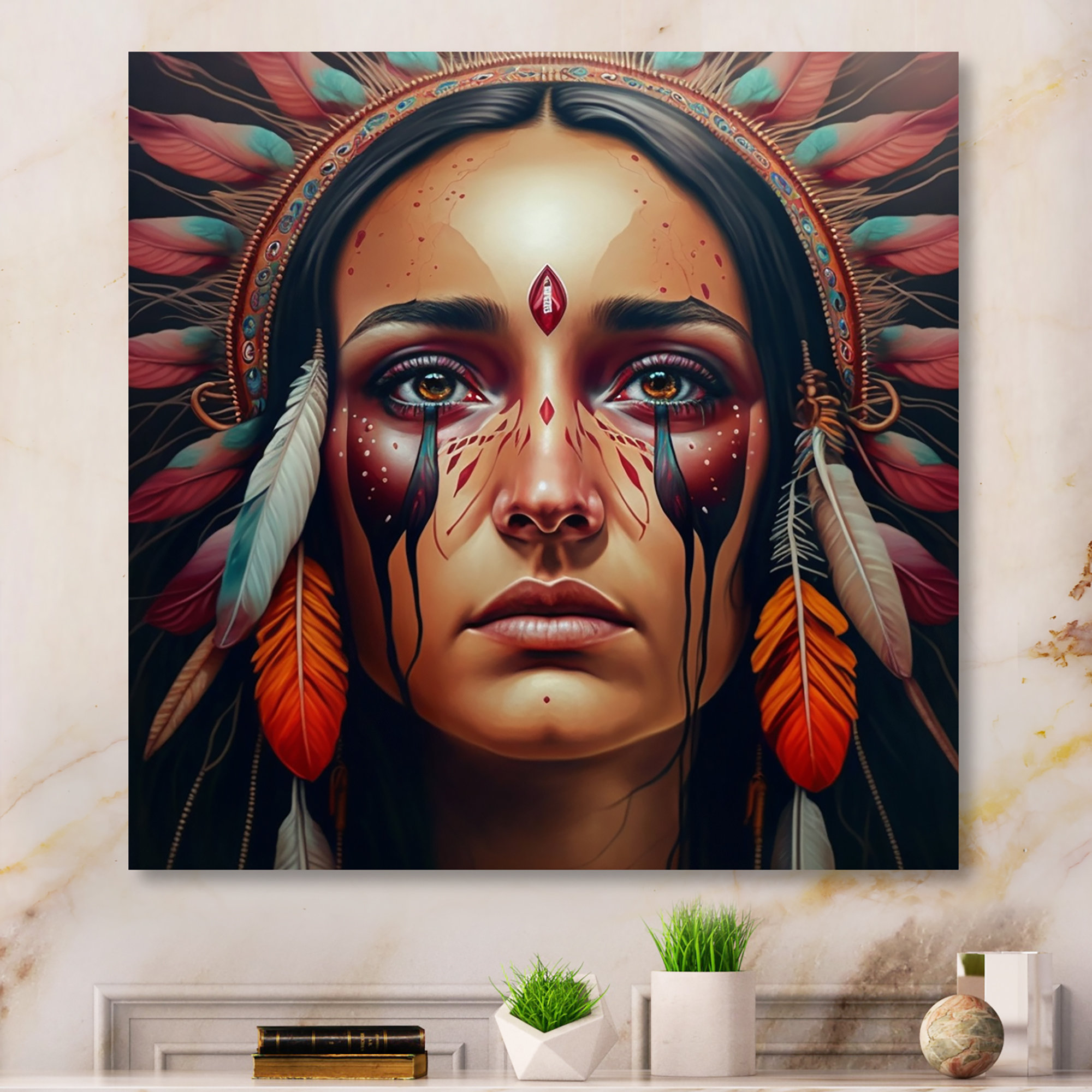 Bungalow Rose Colorful Native American Woman IV - Graphic Art on Canvas ...