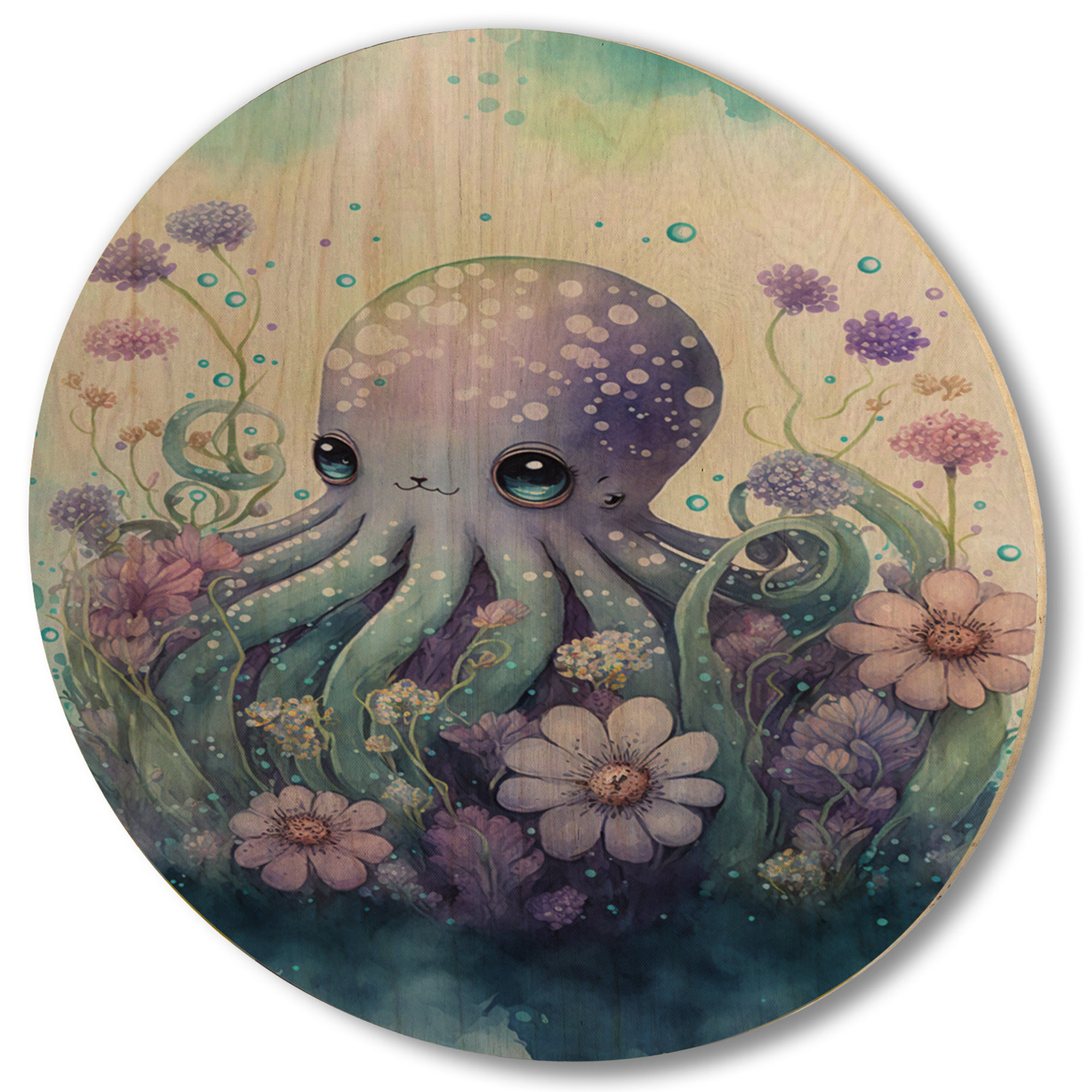 Dovecove Cute Little Baby Octopus Surrounded by Flowers I - Animal ...