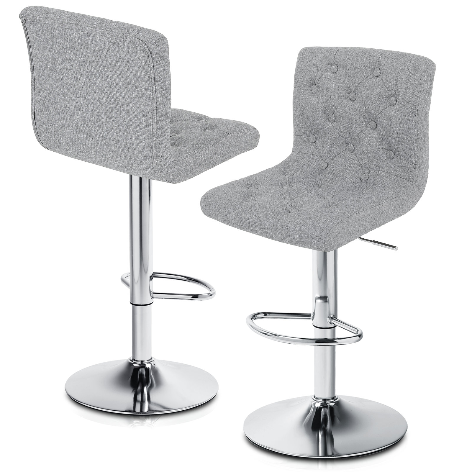 Latitude Run® Upholstered Adjustable Bar Stools, Swivel Counter Height ...
