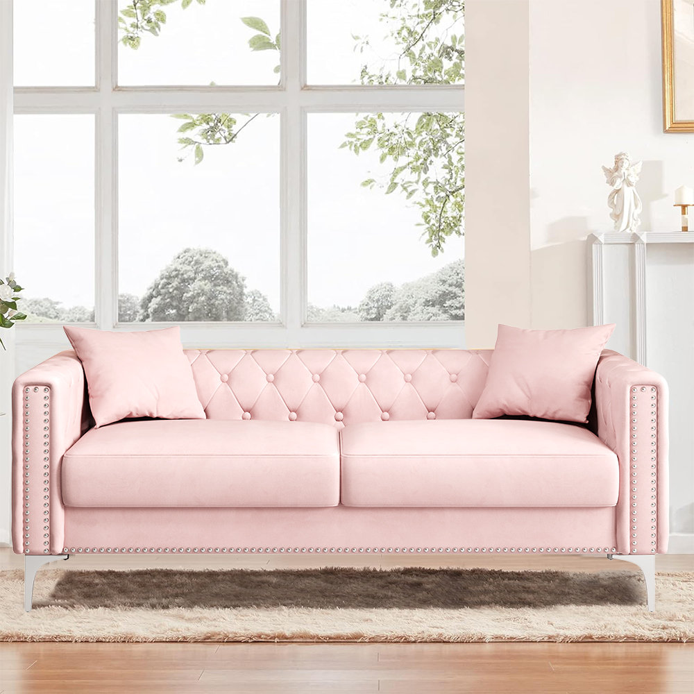 House of Hampton® Joelan 83" Upholstered Sofa,Velvet Sofa with Tufted ...