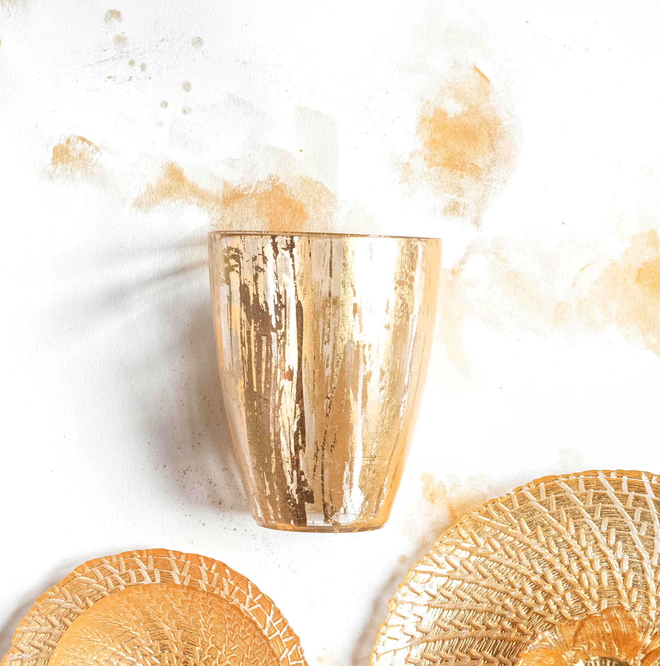 VIETRI Rufolo Glass Gold Brushstroke Vase | Wayfair