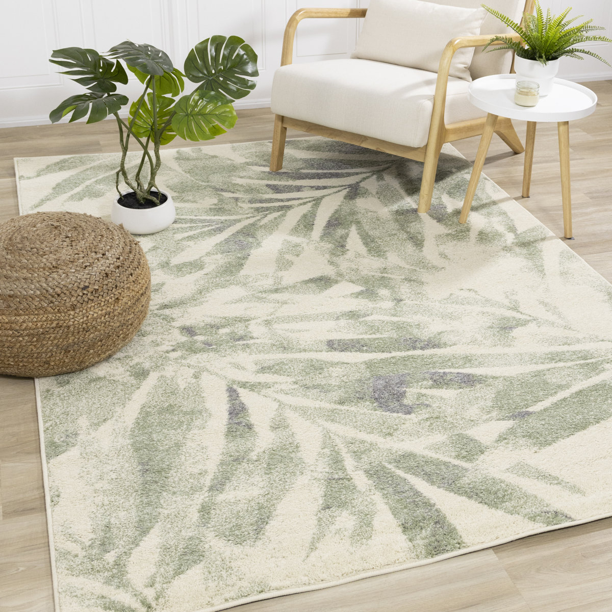 Bayou Breeze Oestreich Floral Cream/Green Area Rug & Reviews | Wayfair