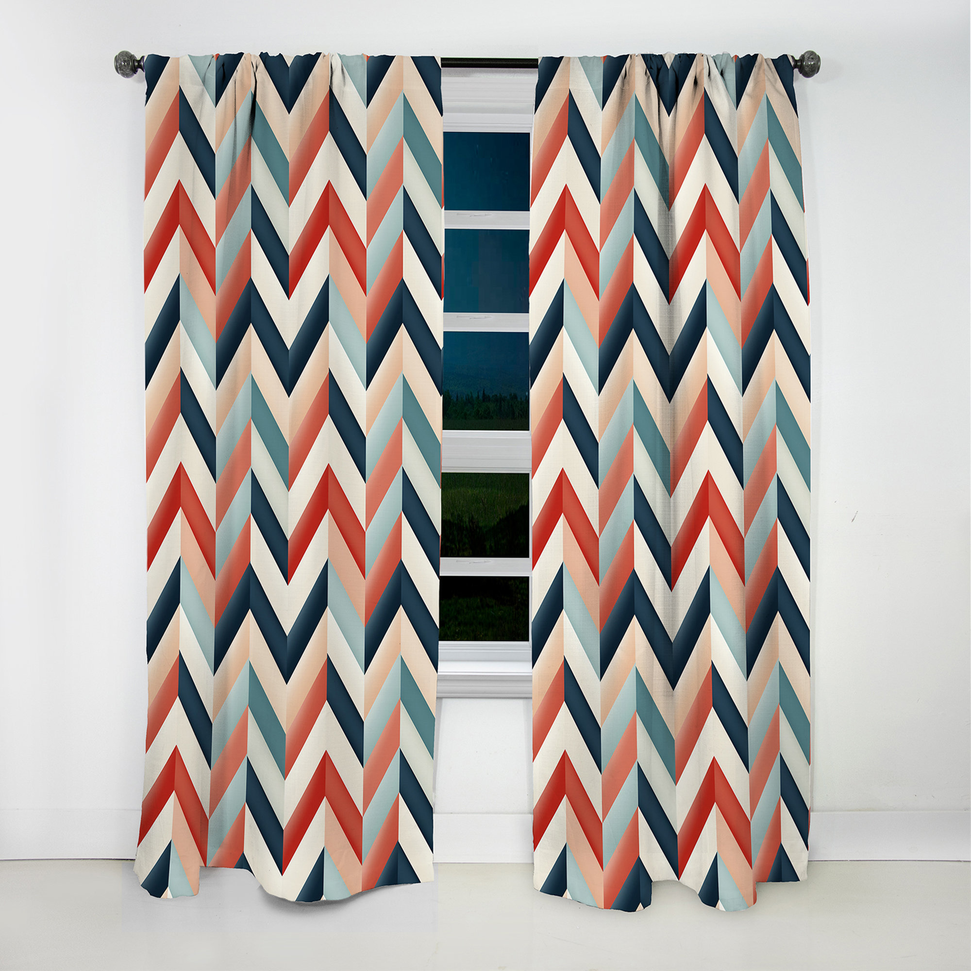 Design Art Nautical Allure Chevron Pattern - Chevron Curtain - Velvet ...