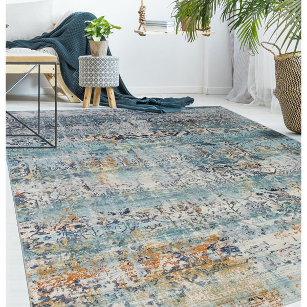 Williston Forge Ziebarth Teal Area Rug & Reviews | Wayfair