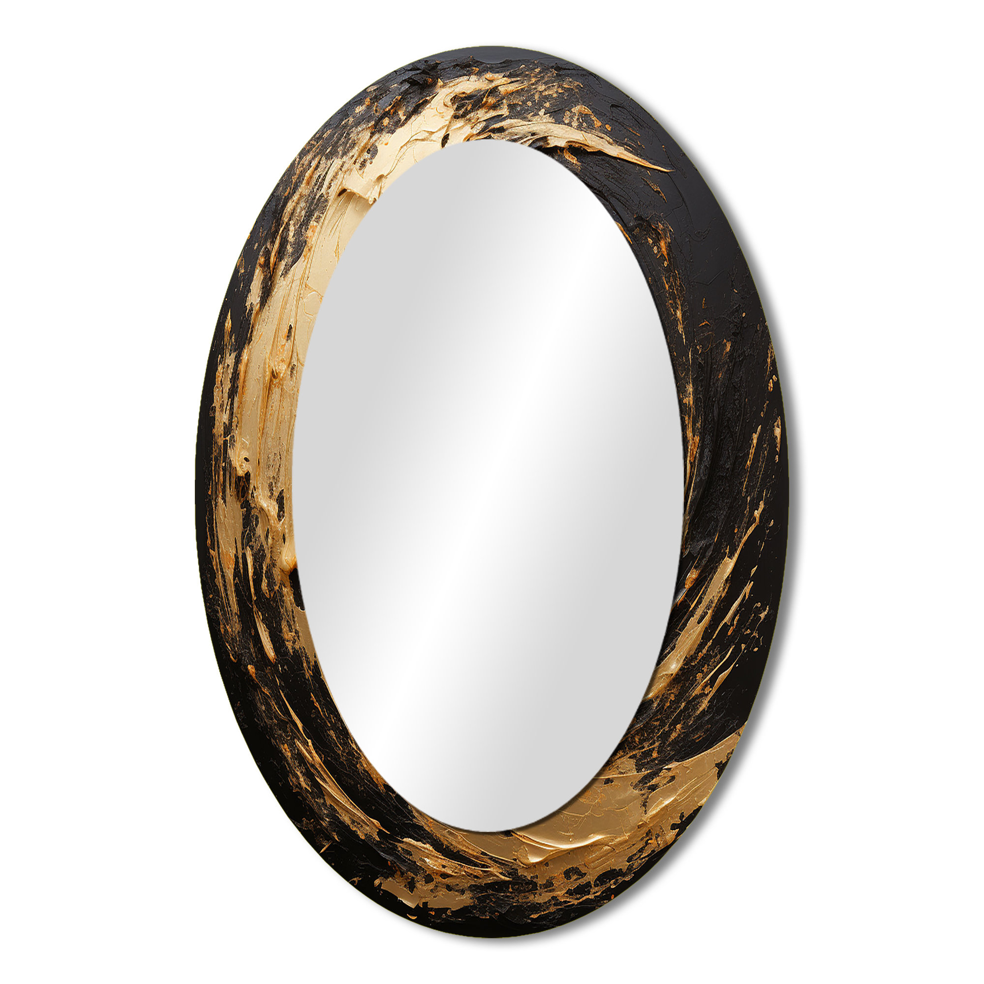Ivy Bronx Gold And Black Abstract Spiral Collage - Modern Oval Wall ...