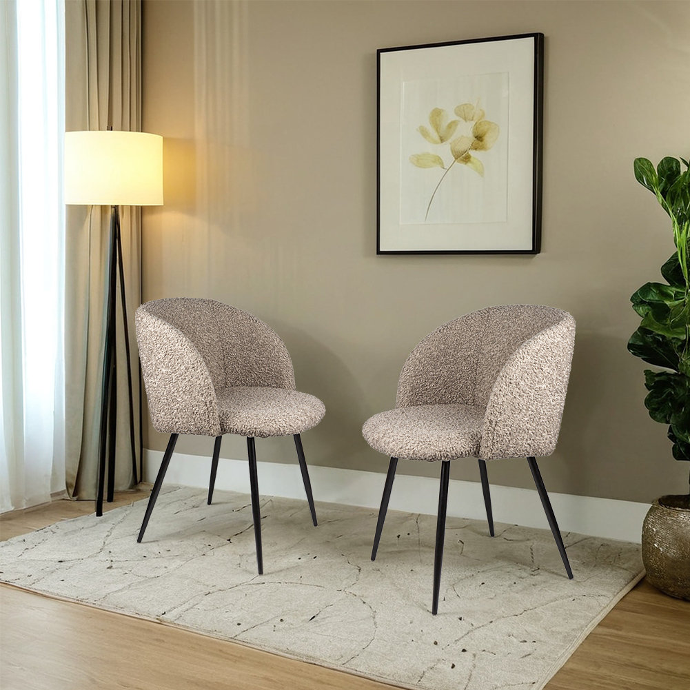 George Oliver Leshly Faux Fur Side Chair Dining Chair(Set of 2) | Wayfair