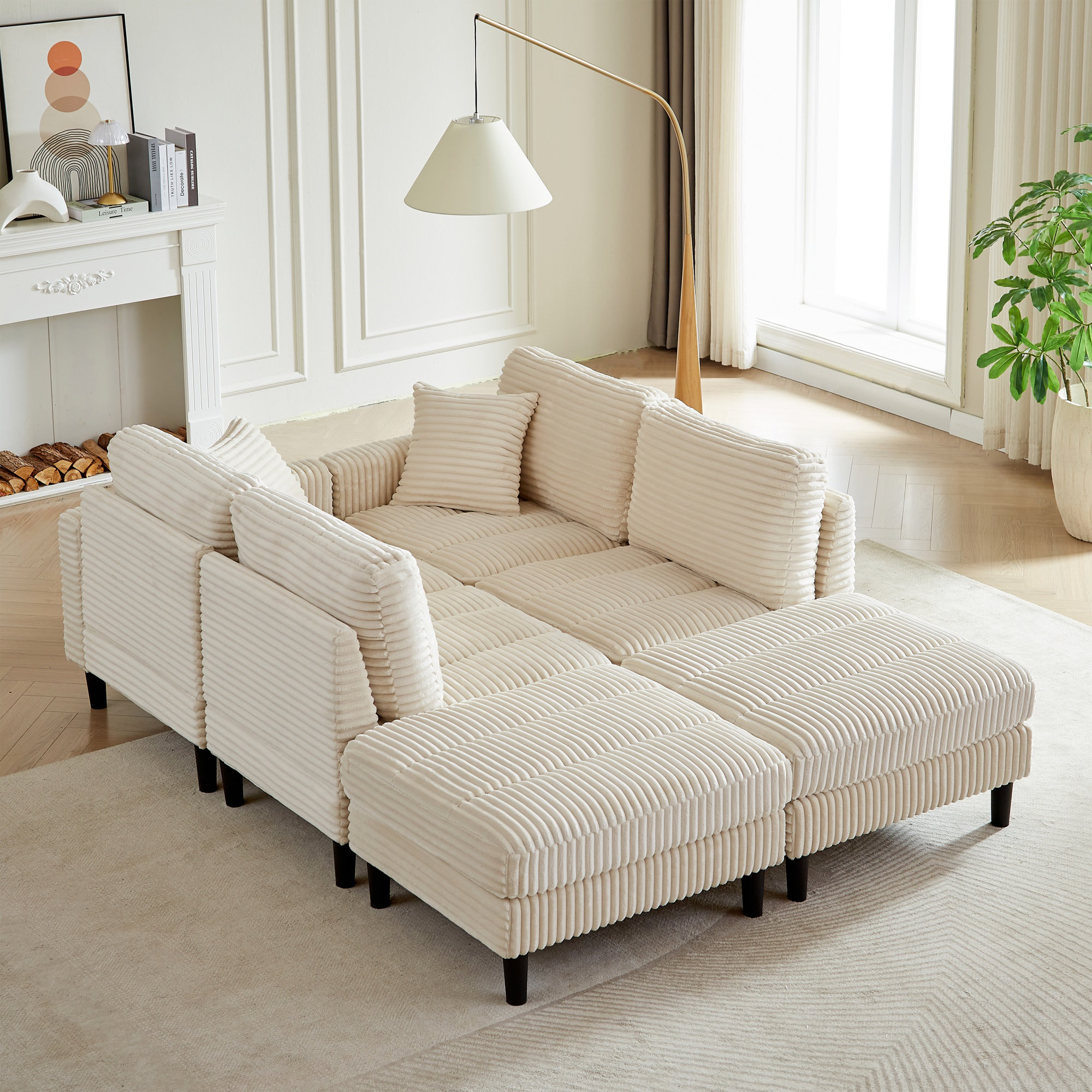 Latitude Run® Oversized U-Shaped Modular Sofa, Corduroy Fabric Sofa ...