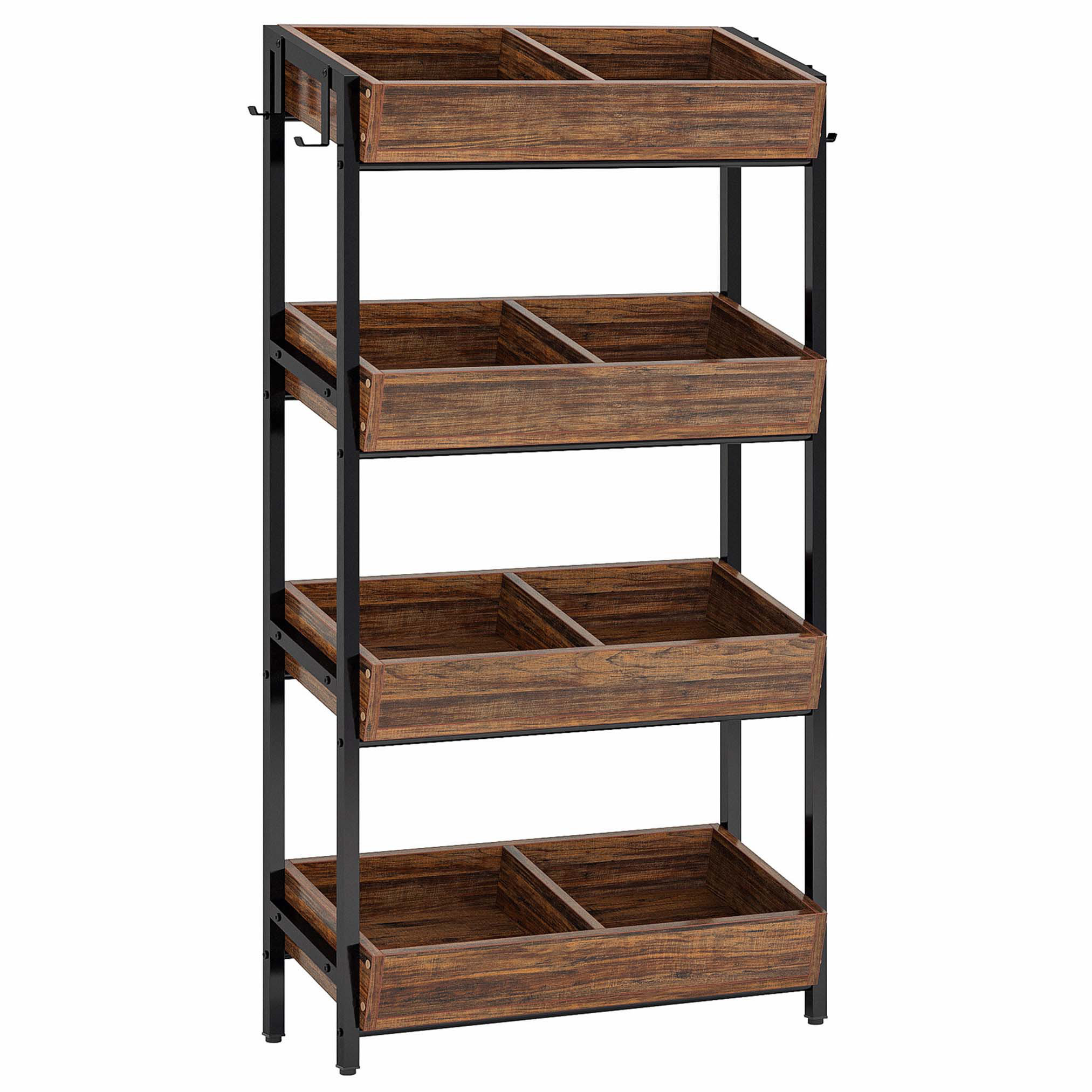 Williston Forge 4-Tier Retail Display Rack with Hooks for Snacks and ...