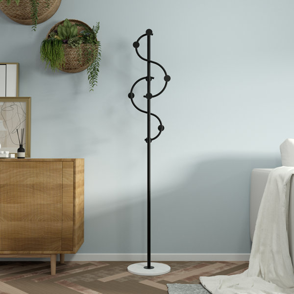 Red Barrel Studio® Steel Freestanding 8 - Hook Coat Rack with Marble ...