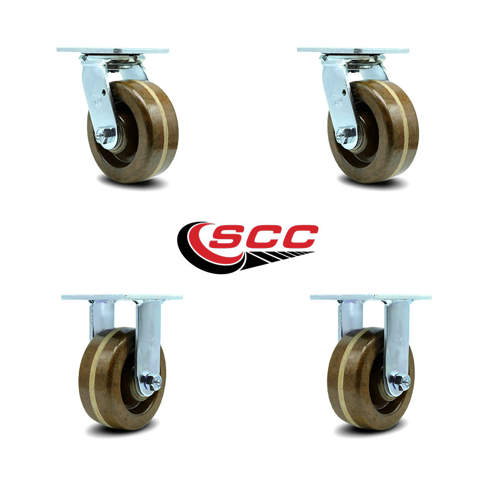 Service Caster 4 Piece Phenolic Caster Set with Roller Bearings | Wayfair