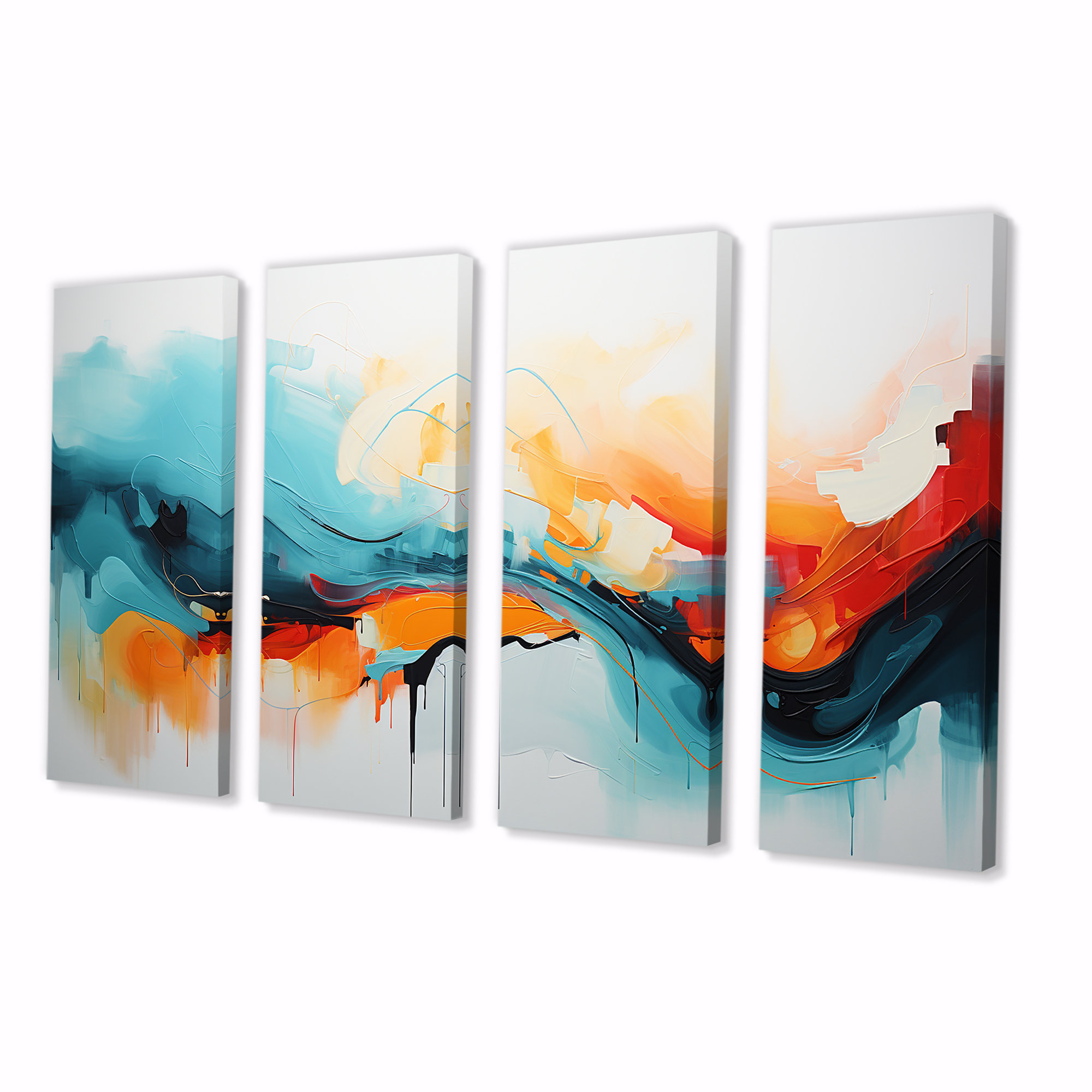 Ivy Bronx Blue And Orange Colorful Abstract Waves IV - Abstract ...