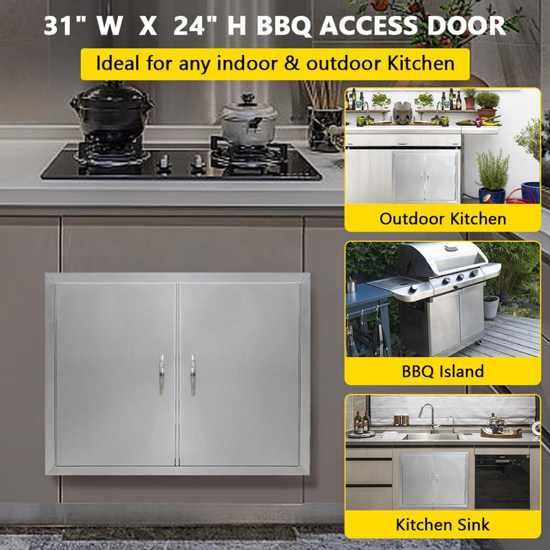babevy Outdoor Kitchen Doors, BBQ Access Door | Wayfair