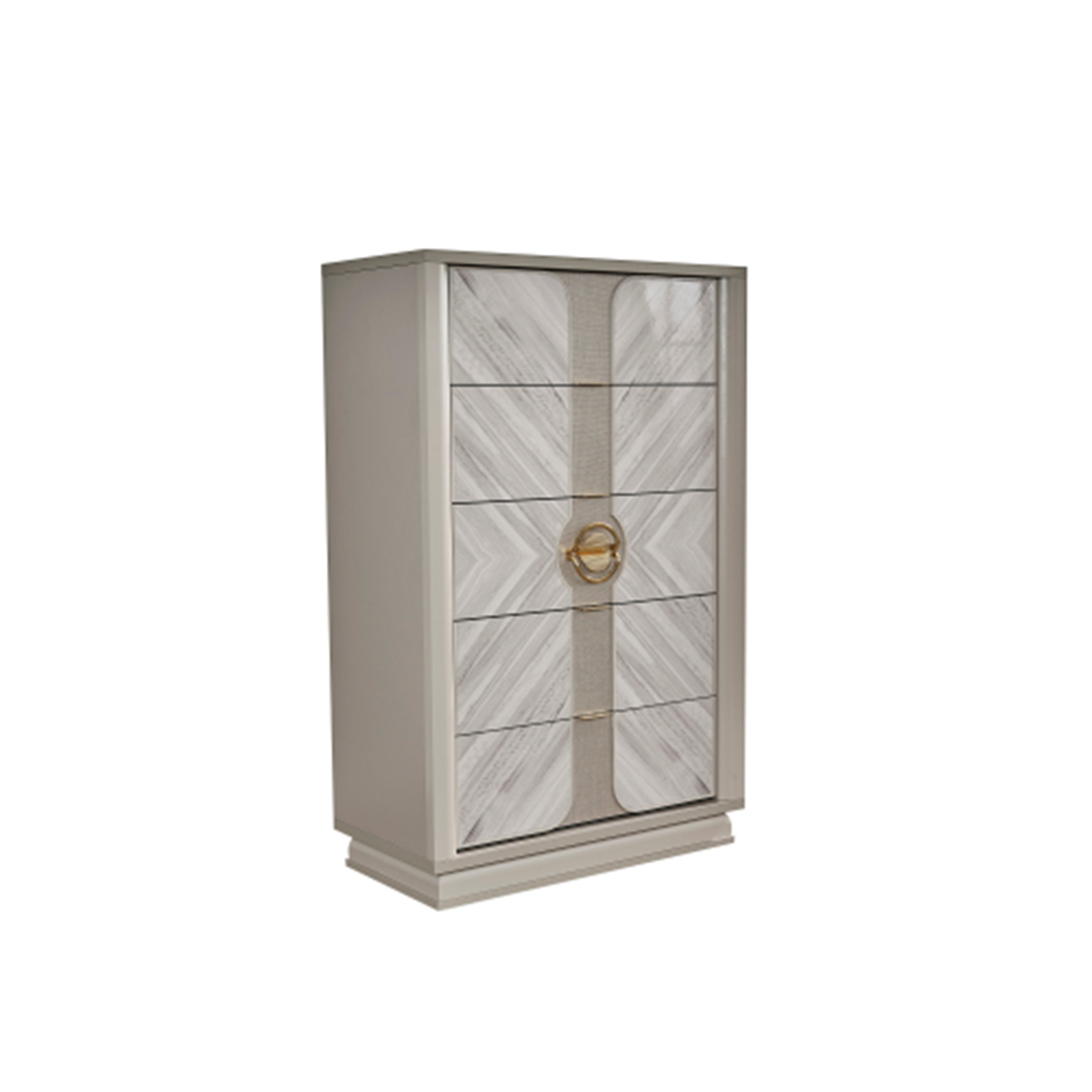 Hokku Designs Eternity Traditional 5-Drawer Beige Chest With Wood ...