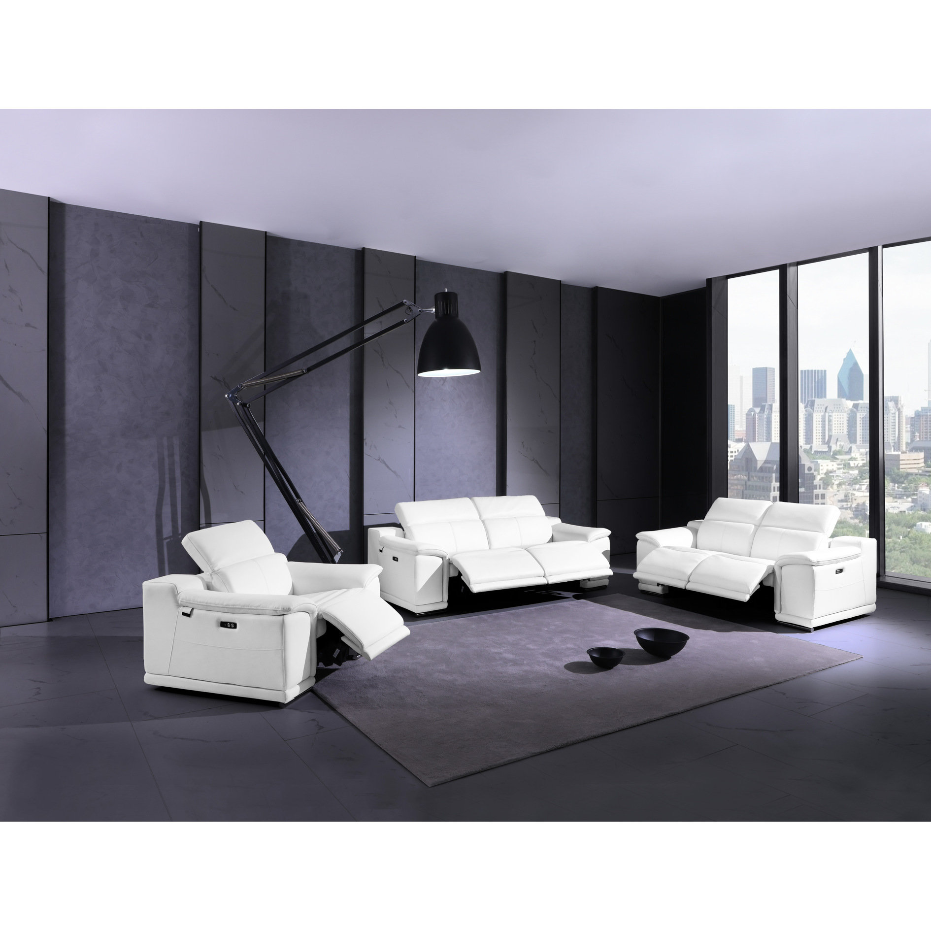 One Allium Way® Leather Power Couch Recliner With Legs In White ...