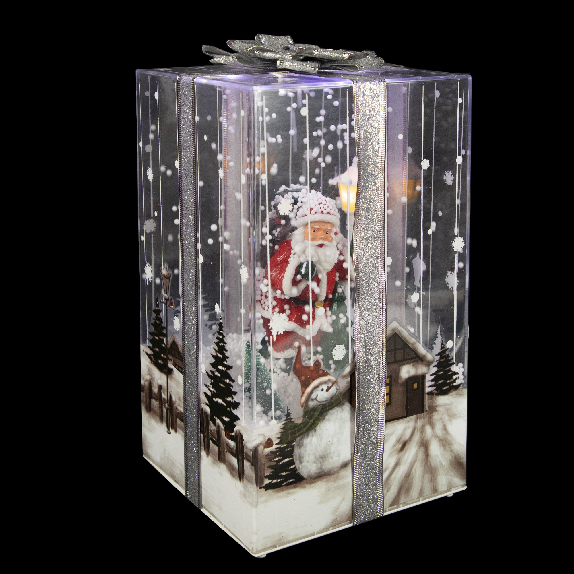 Northlight Seasonal 12" Lighted And Musical Santa Claus Snowing Gift ...