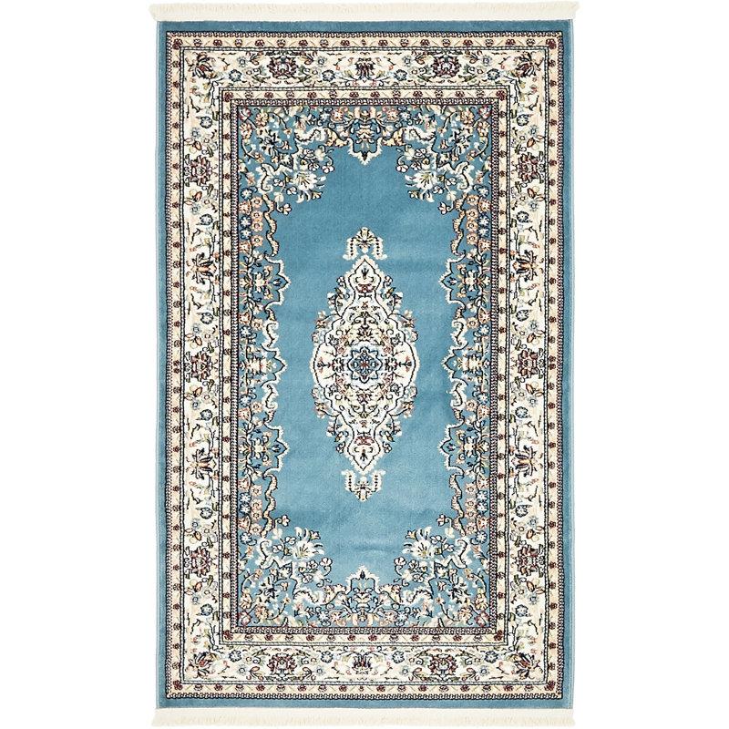 Charlton Home® Amaris Oriental Blue/Tan Area Rug & Reviews | Wayfair