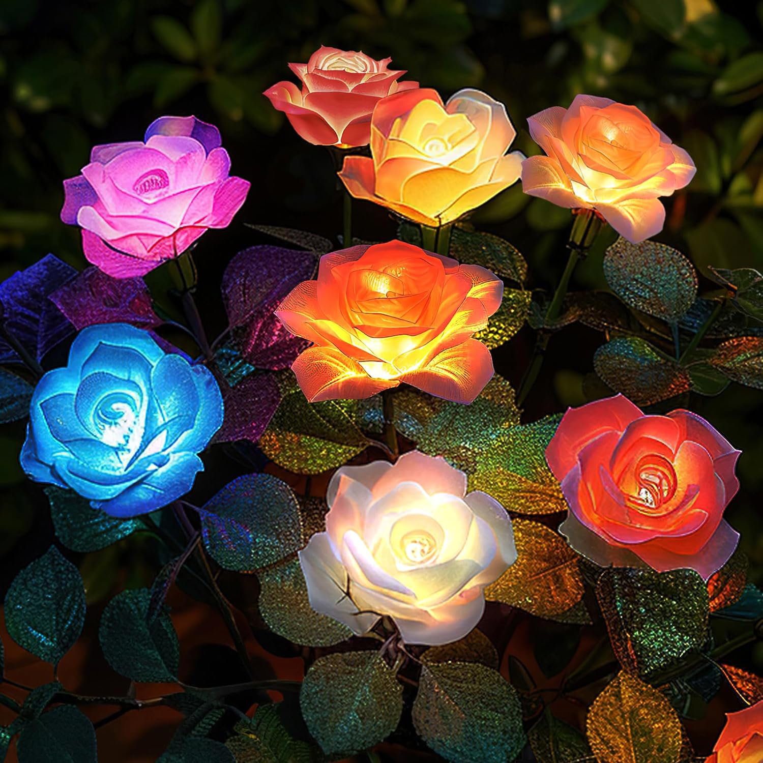 LETMY Lumières d'extérieur à fleur rose à énergie solaire et ...