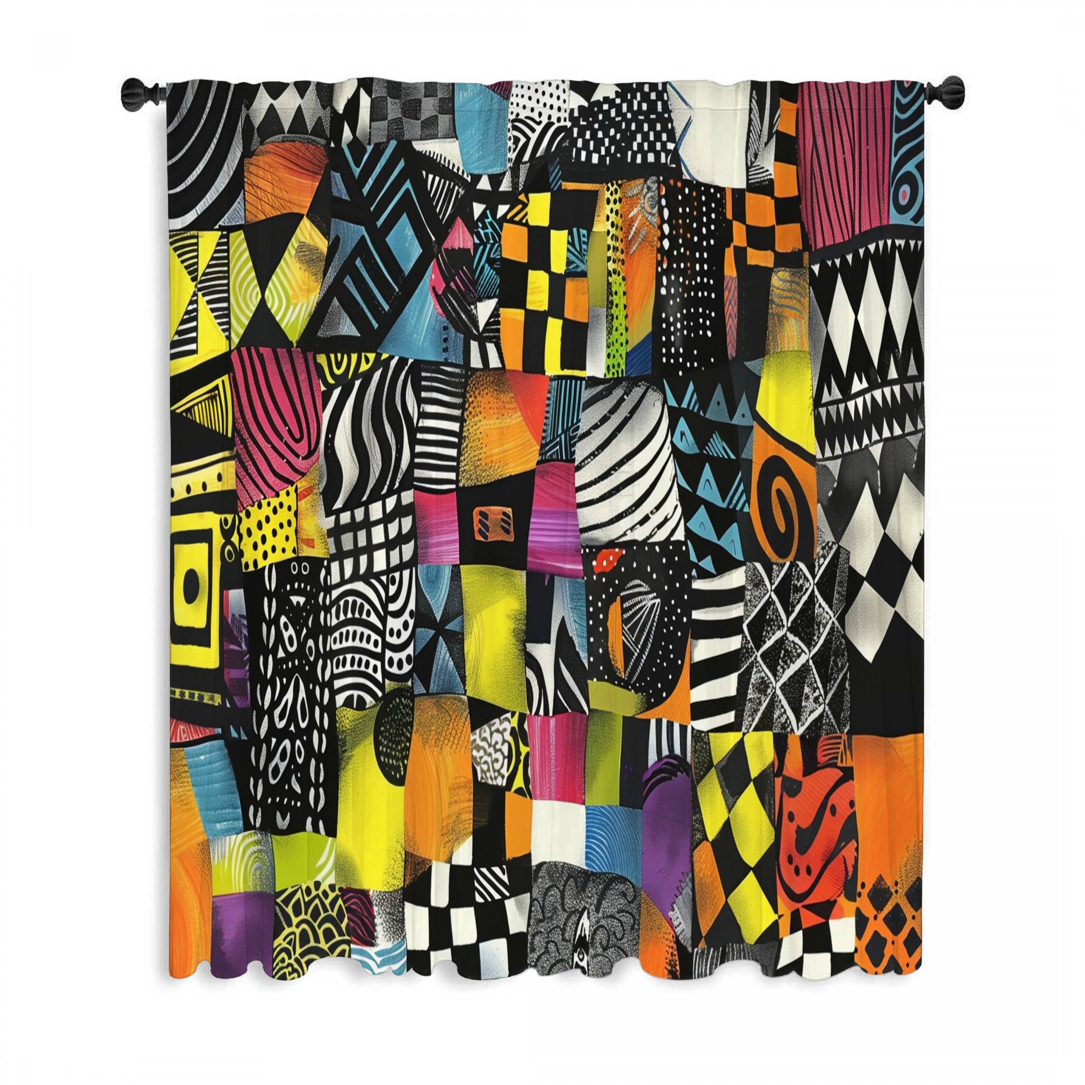 Dakota Fields Quilt Window Curtains, Patchwork Blockout & Sheer ...