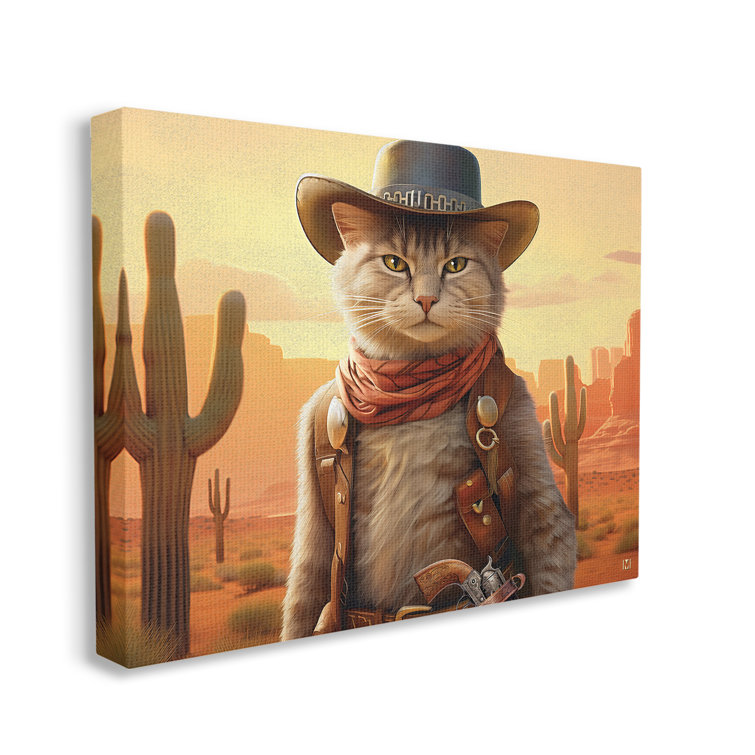 Trinx Cowboy Sheriff Cat Canvas Wall Art by Michael David Ward | Wayfair