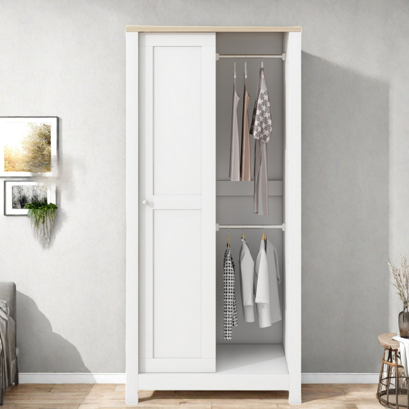 Lark Manor™ Wardrobe With Hanging Rods, 2 Drawers, Open Shelves And ...