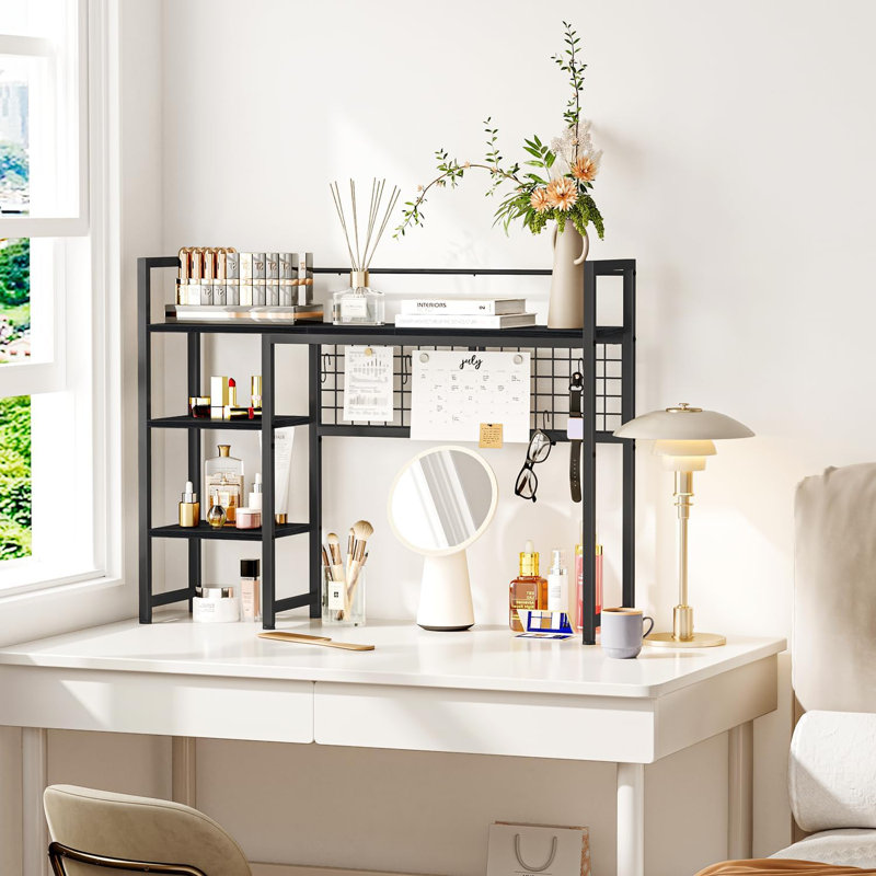 17 Stories Desktop Organizer Shelf, Desk Hutch For Computer Monitor, 4 ...