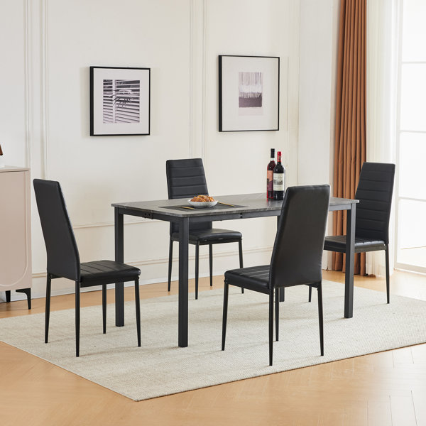 George Oliver 4 - Person Dining Table Set Pvc Marble Top & Reviews ...