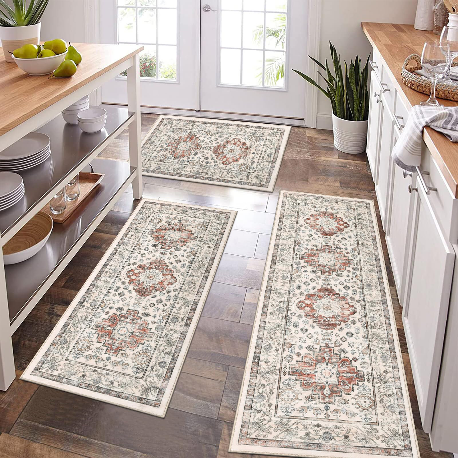 Bungalow Rose Kitchen Rugs Sets Of 3 Non Slip Washable Kitchen Mats For ...