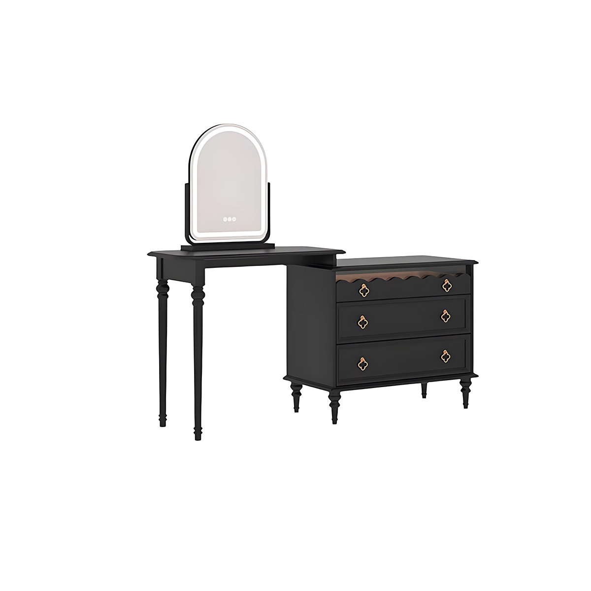 Canora Grey Modern Minimalist Retro Black Solid Wood Dressing Table and ...