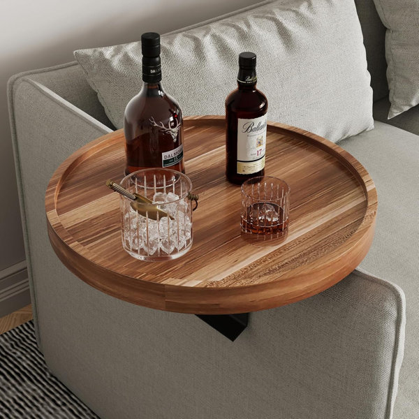 MCKINNON HOME FURNISHINGS, INC. Natural Wood Couch Arm Table,Adjustable ...