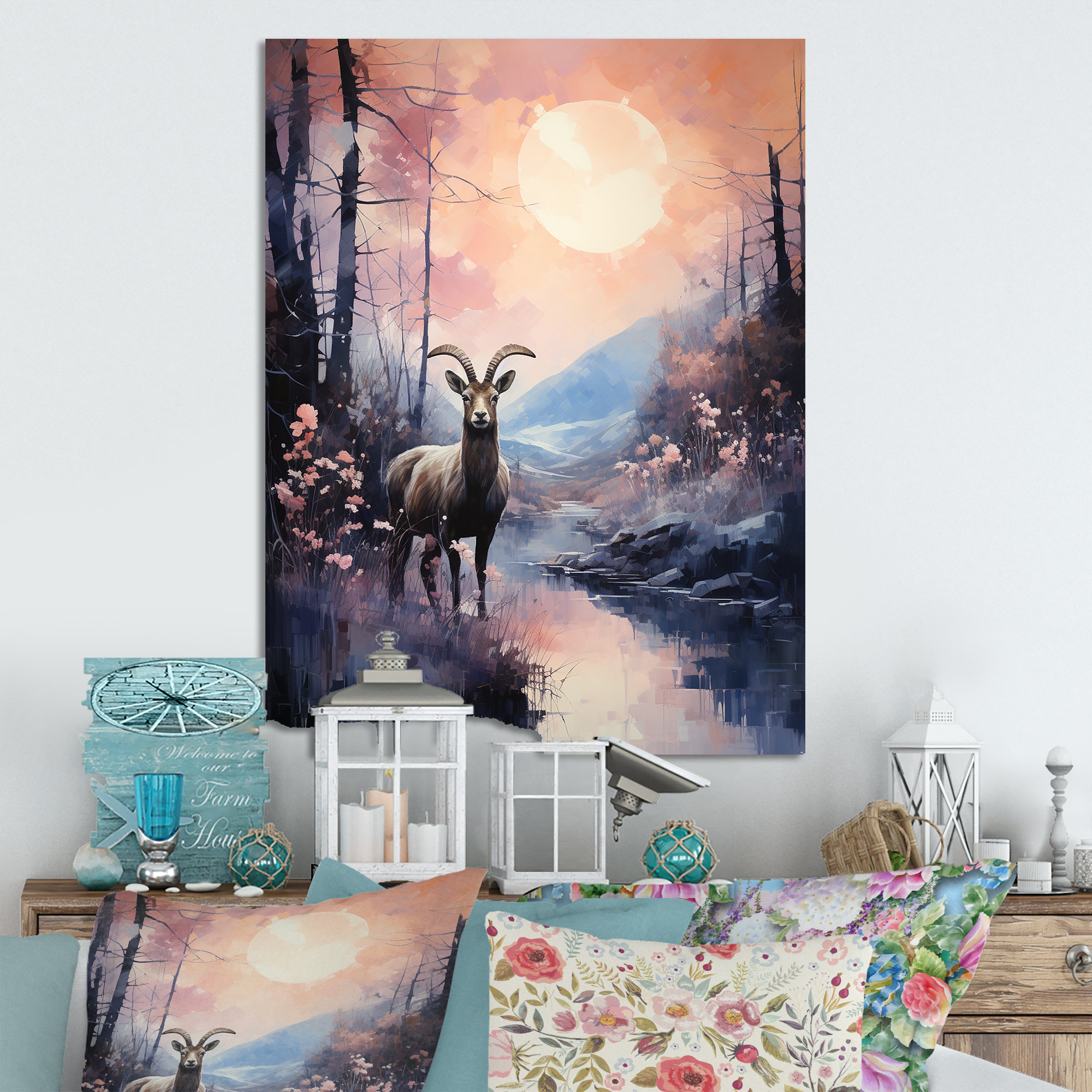 August Grove® Buck Goat Twilight Trek 2 - Goat Animal Metal Wall Art ...