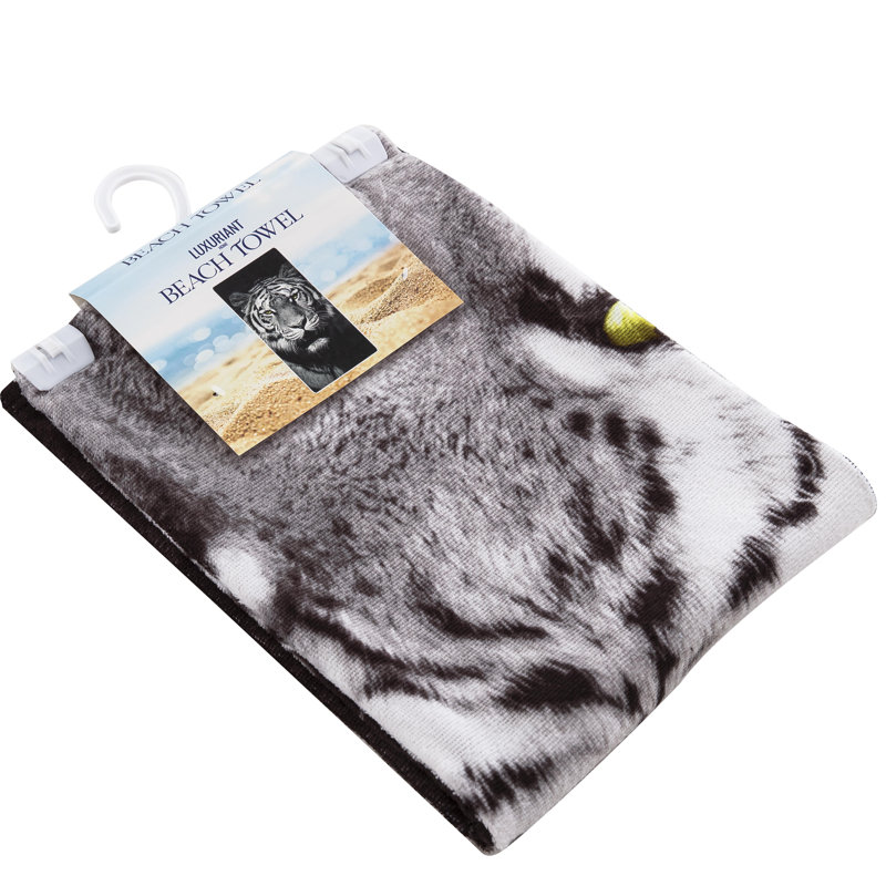 Northwest White Tiger Face Beach Towel, 30 x 60 inches | Wayfair