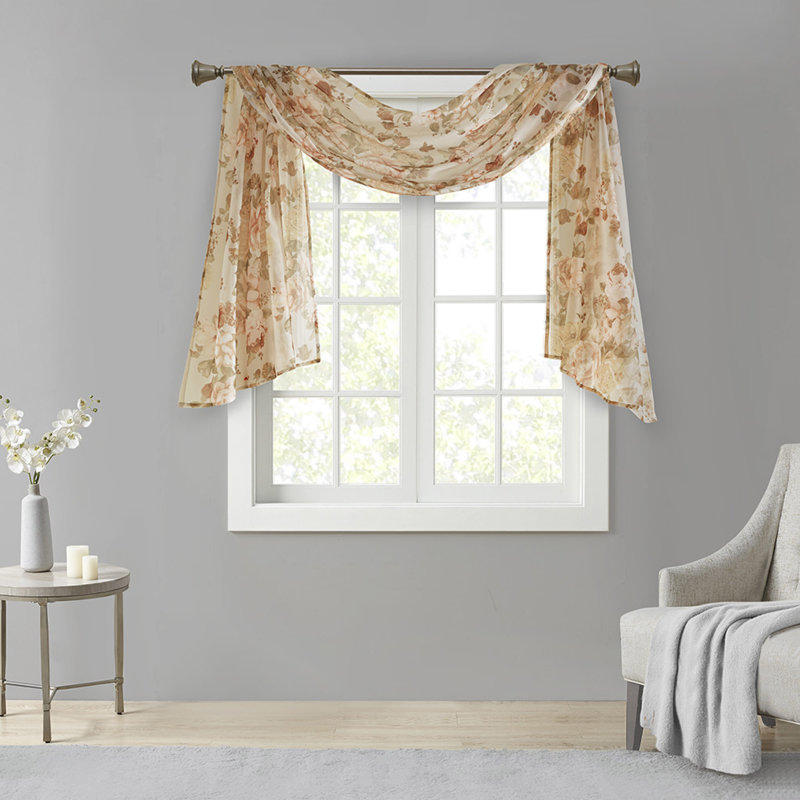 Lark Manor™ Printed Floral Voile Sheer Scarf for Windows | Wayfair