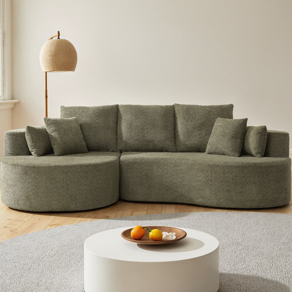 Latitude Run® 106" Cloud Curved Sectional Boucle Sofa with Chaise ...