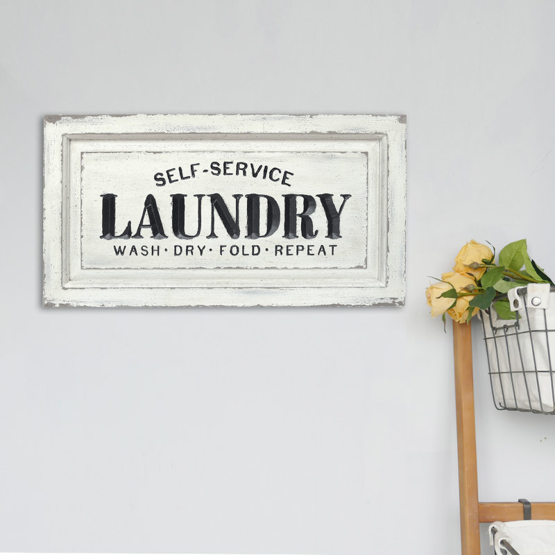 Mike & Melissa Self-Service Laundry Wood Wall Sign & Reviews | Wayfair