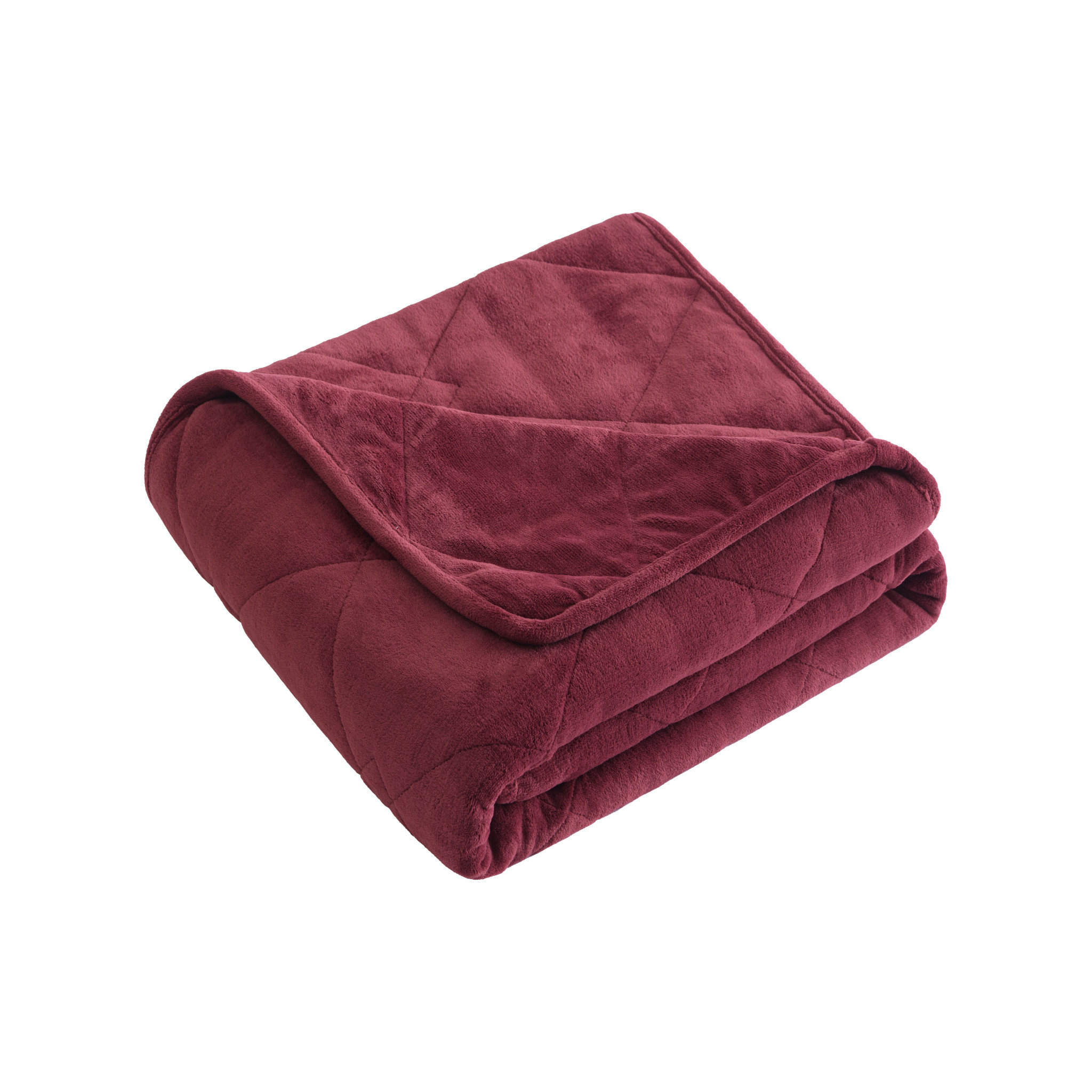 HomeRoots 48" X 72" Red Velvet Quilted Plush 12 Pound Weighted Throw ...