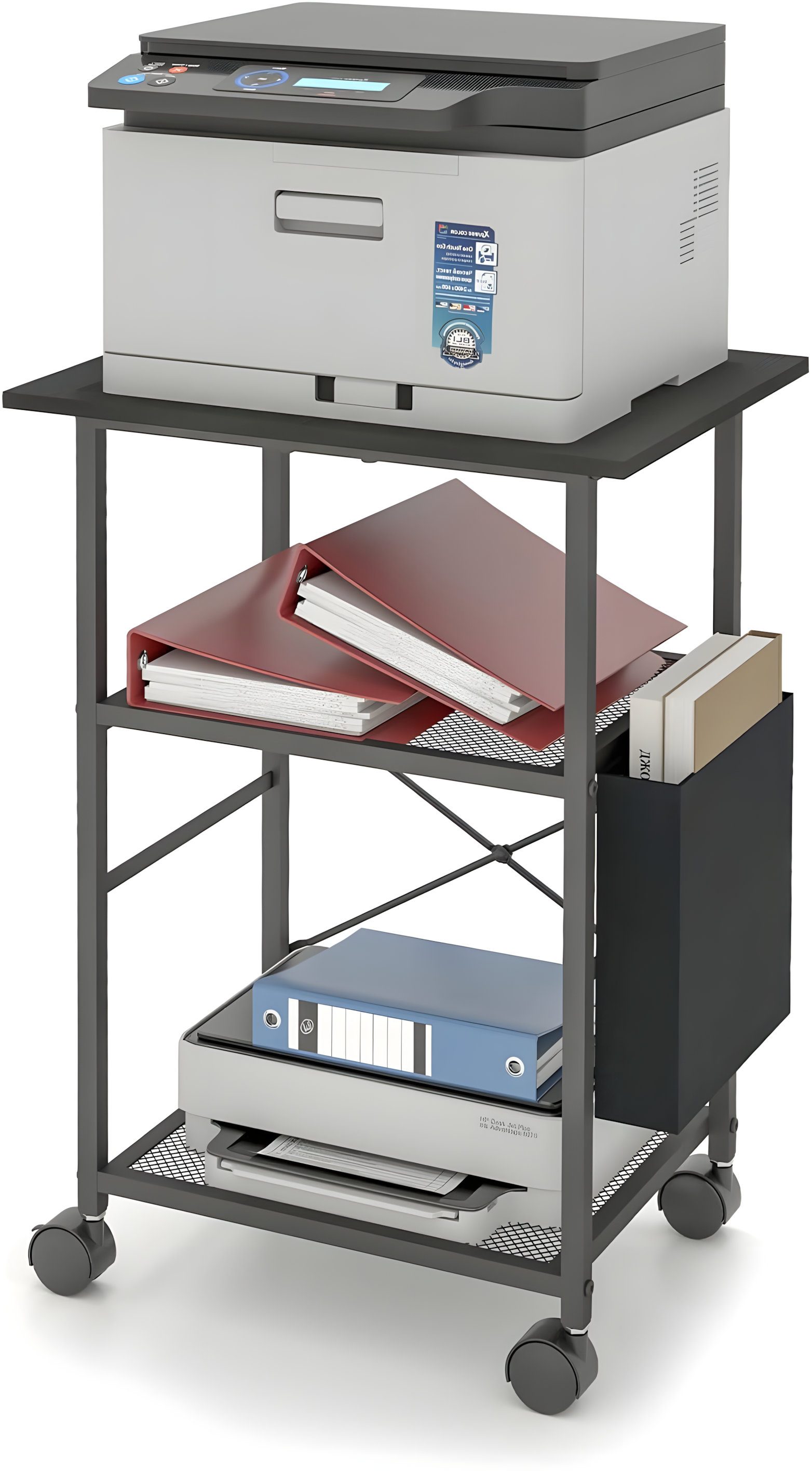 ERTCHUE RIED Mobile Printer Cart With Lockable Wheels, 3-Tier Storage ...