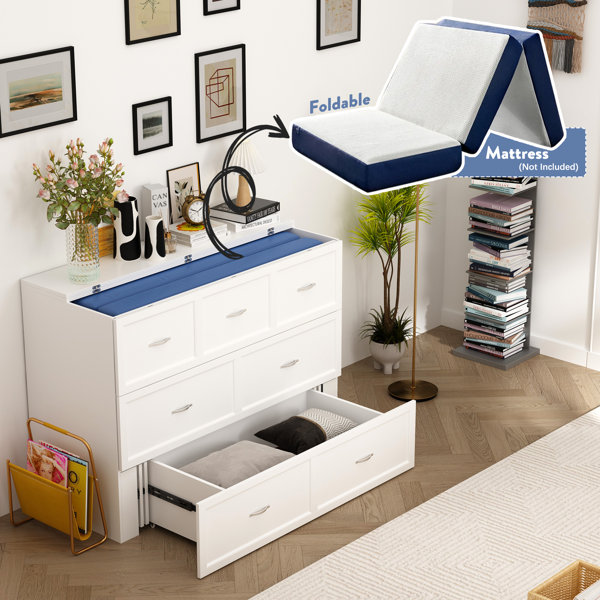 Latitude Run® Detravious Fold Out Murphy Bed With Power Outlets ...