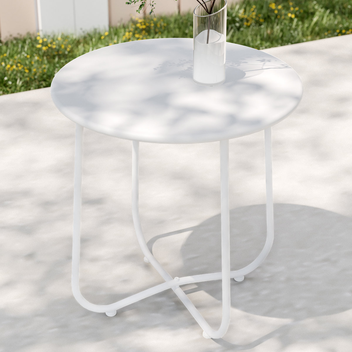 Rosebay Patio Round Side Table, Modern Industrial Style | Wayfair