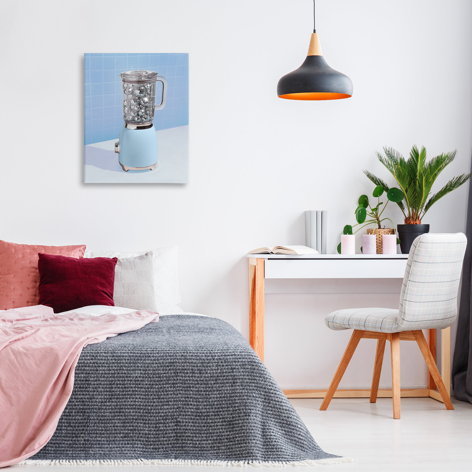 Ebern Designs Blue Retro Disco Blender Canvas, design by LISH Creative ...