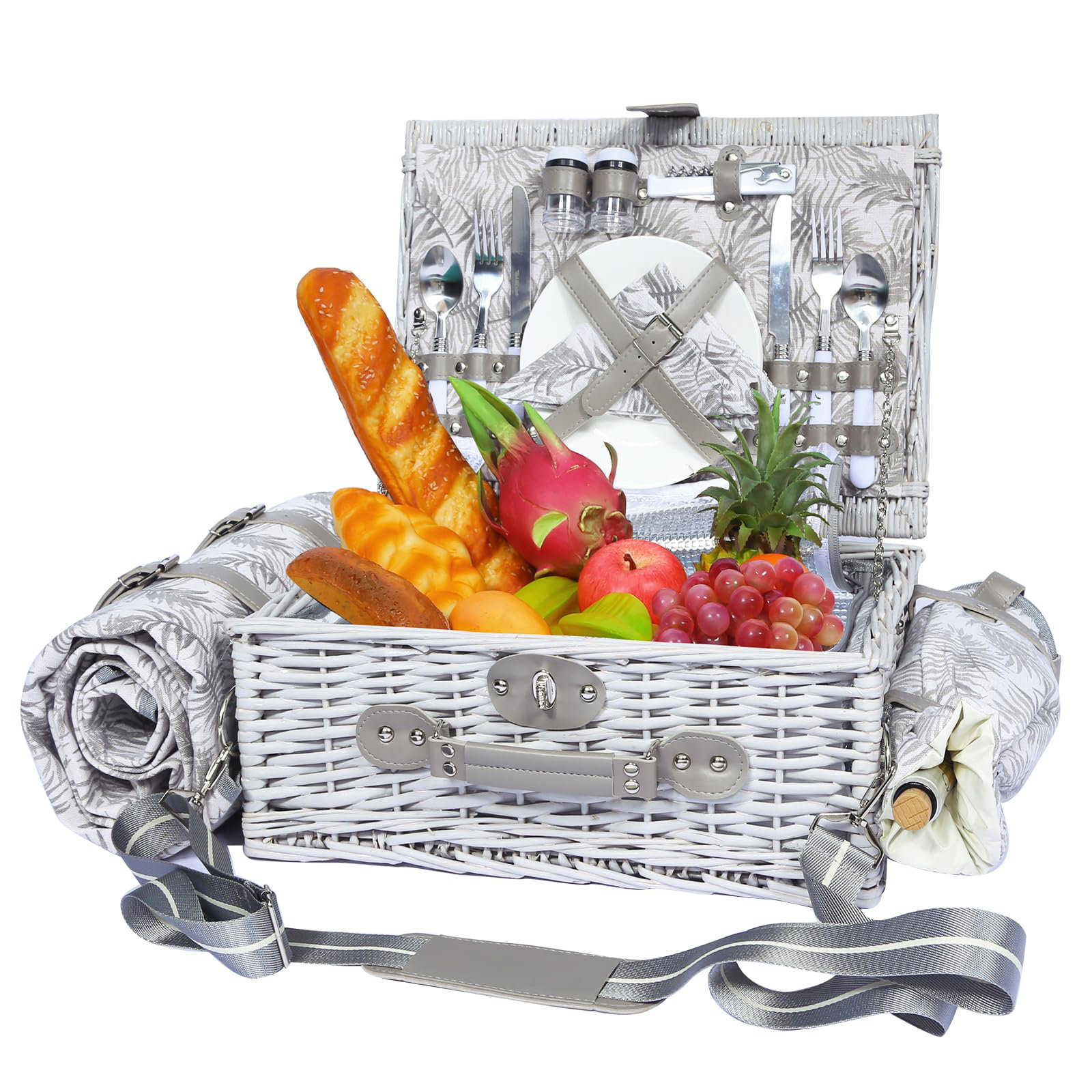 One Allium Way® 2-Person Insulated Wicker Picnic Basket Set W ...