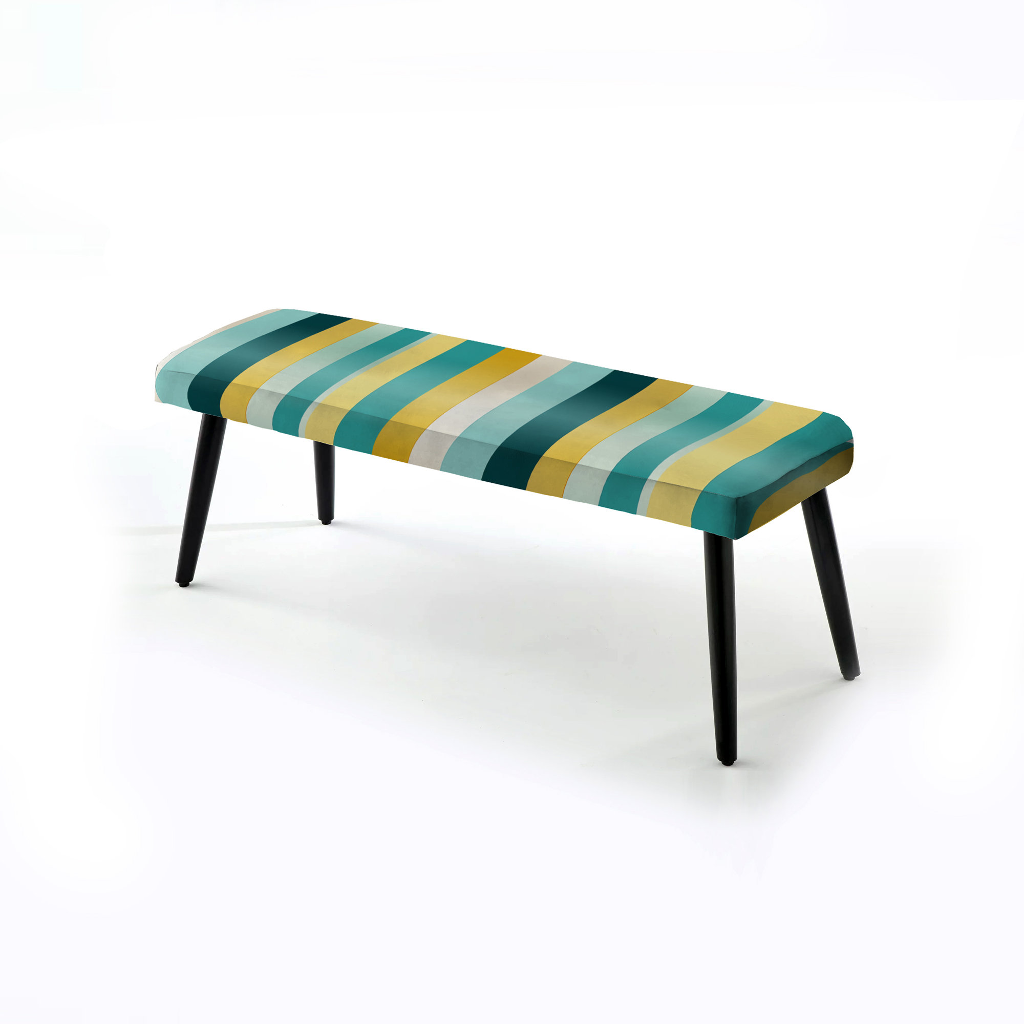Design Art Green And Yellow Stripes Harmony I - Striped Upholstered ...