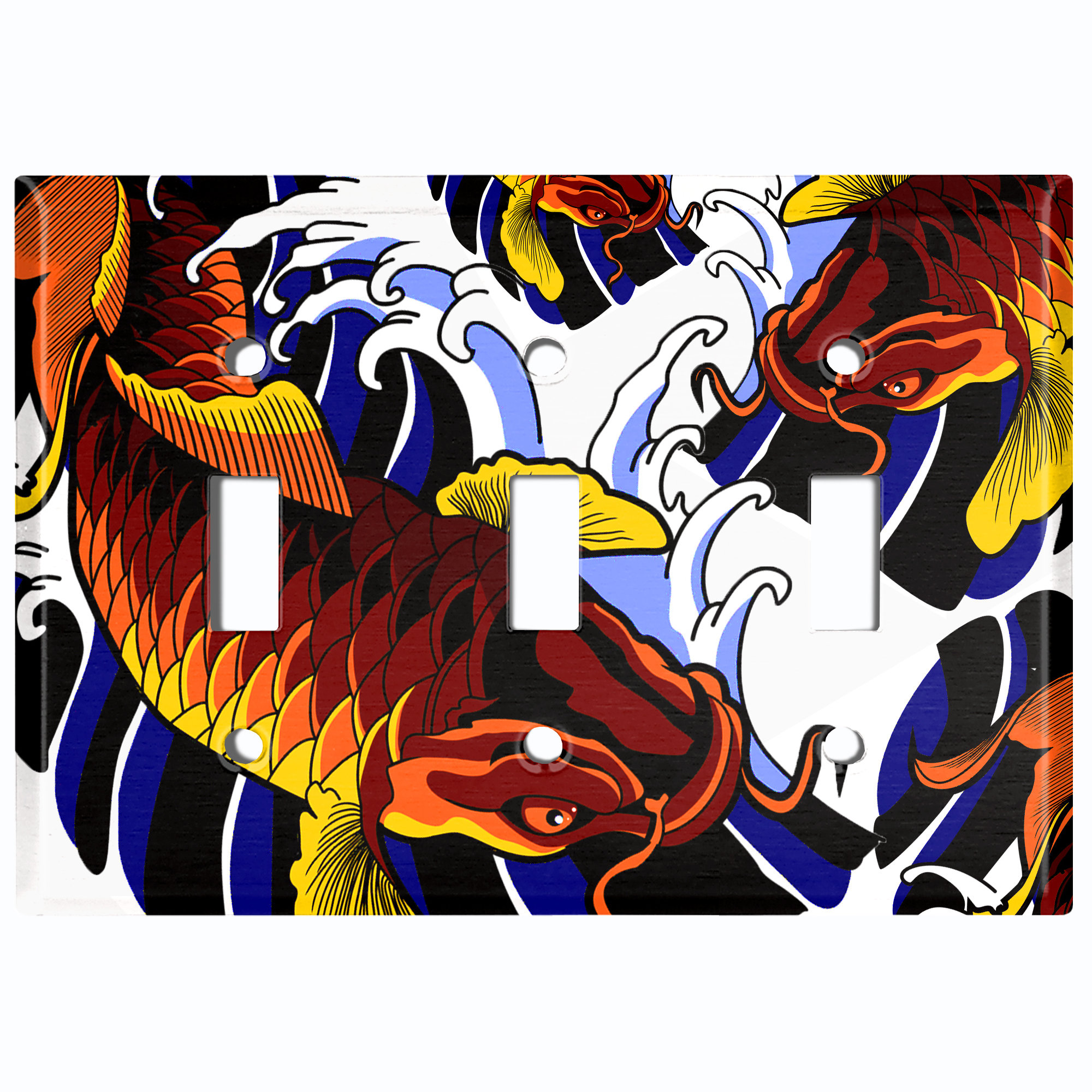 WorldAcc Metal Light Switch Plate Outlet Cover (Red Koi Fish - Triple ...