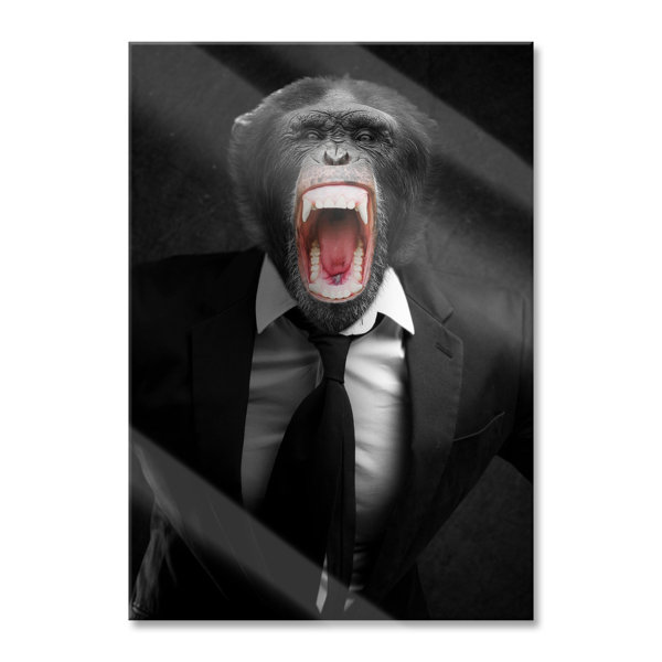 Happy Larry Roaring Monkey in a Suit - Unframed Photograph on Glass ...