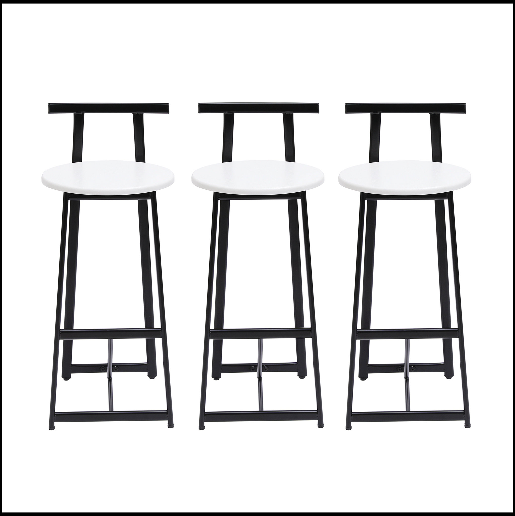 House of Hampton® Stylish Metal Bar Stools with Backrest for Kitchen ...